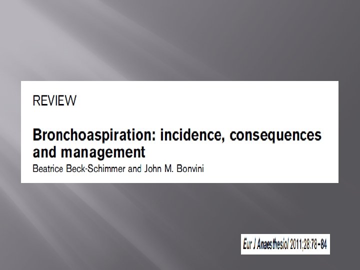 BRONCOASPIRACION SINDROME DE MENDELSON Curtis L Mendelson 1946