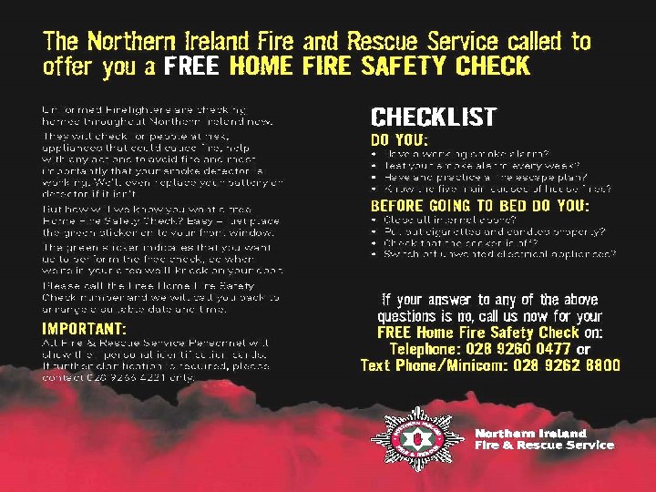 Home Fire Safety Check Scheme Home Fire Safety