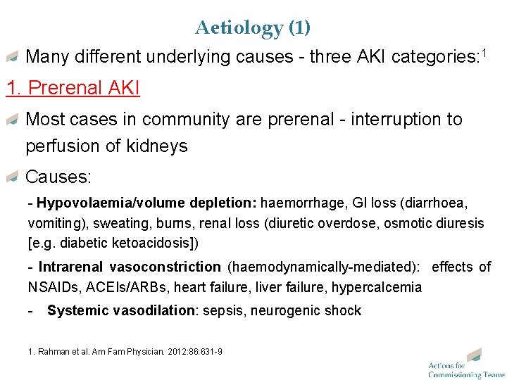 Actions for Commissioning Teams Acute Kidney Injury Prevention