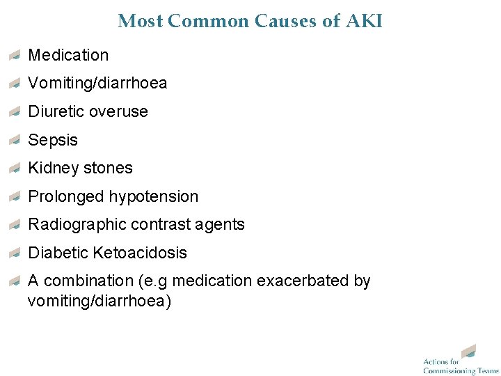 Actions for Commissioning Teams Acute Kidney Injury Prevention
