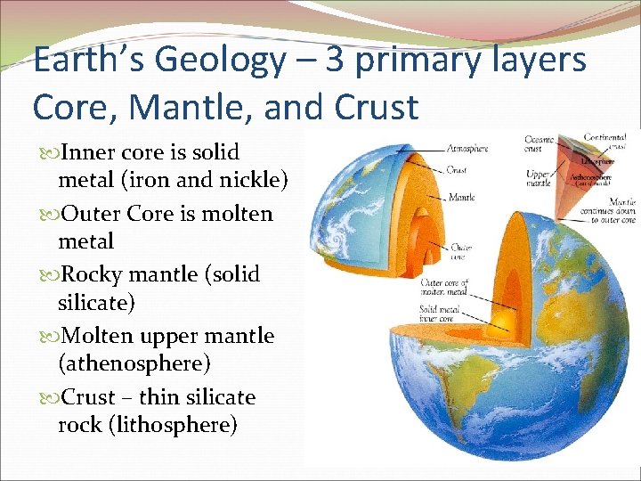 APES Earth Systems Earths Geology 3 primary layers