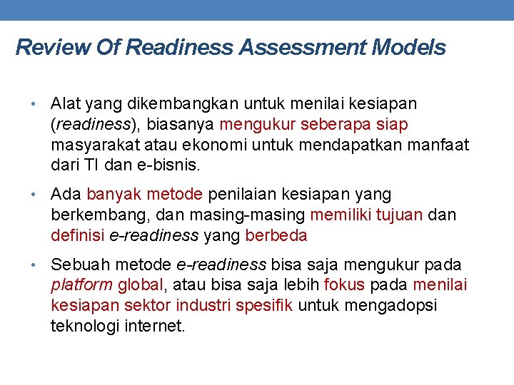 KESIAPAN ORGANISASIPERUSAHAAN UNTUK EBISNIS Kesiapan Perusahaan untuk ...