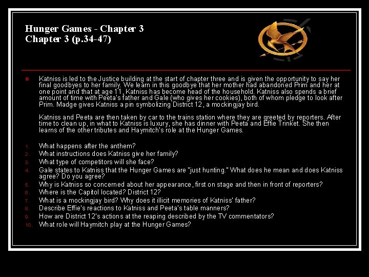 The Hunger Games Chapter 13 Summary Jerry stinnette The Hunger Games Chapter 13 Summary Jerry stinnette