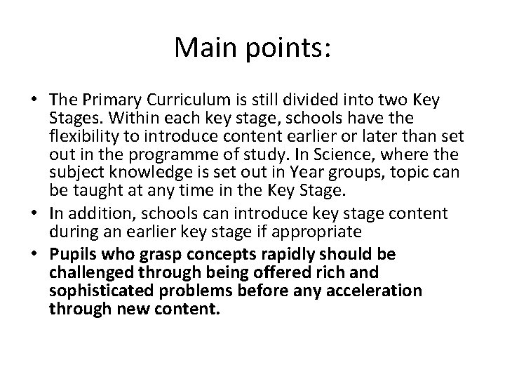 New Curriculum 2014 Science ICT and Foundation Subjects