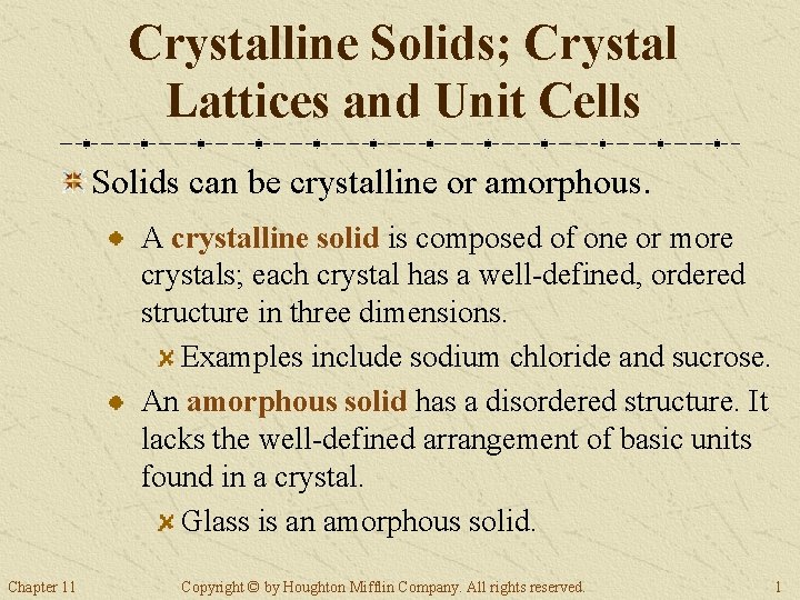 Crystalline Solids Crystal Lattices and Unit Cells Solids
