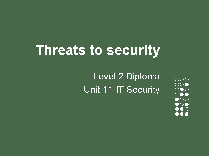 Threats to security Level 2 Diploma Unit 11