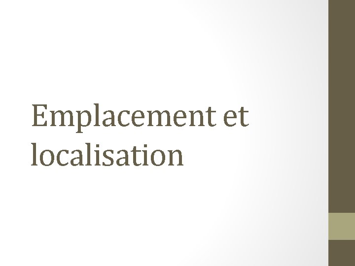 Emplacement et localisation EMPLACEMENT Emplacement La place occupe