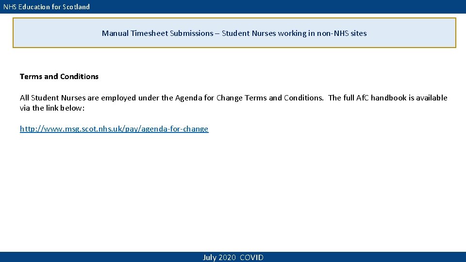 NHS Education for Scotland Manual Timesheet Submissions Student
