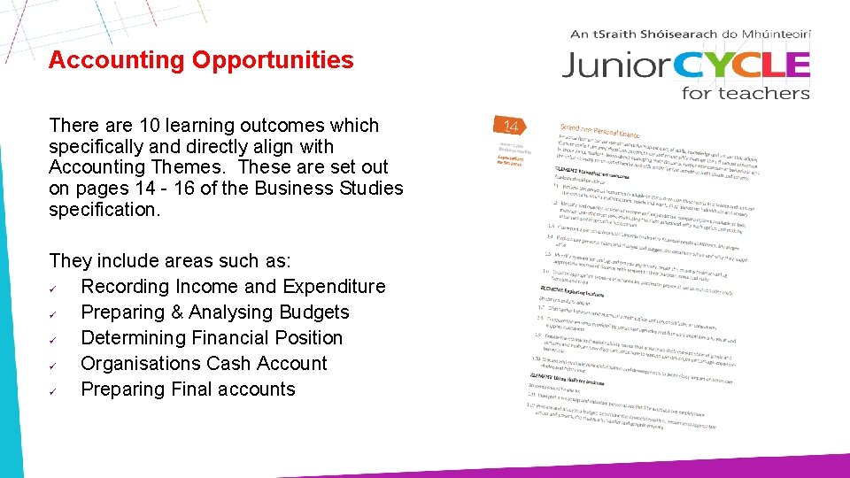 An Overview of Accounting in the new Junior