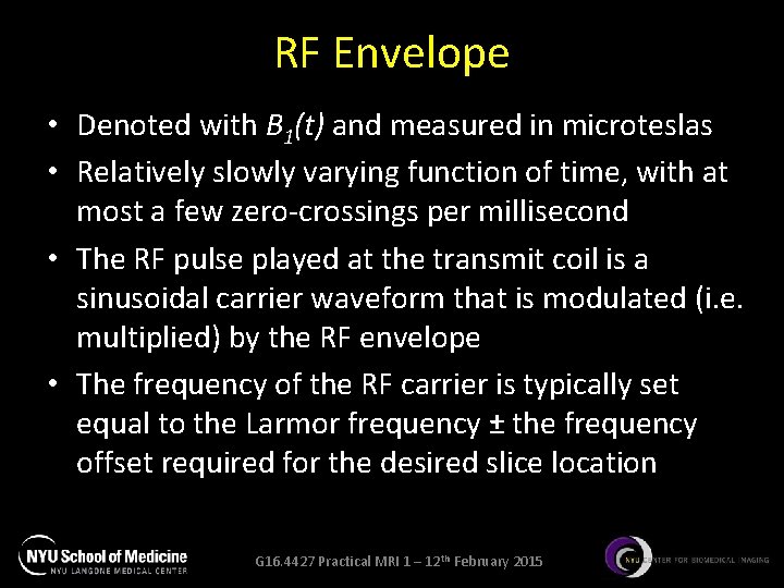 G 16 4427 Practical MRI 1 Radiofrequency Pulse