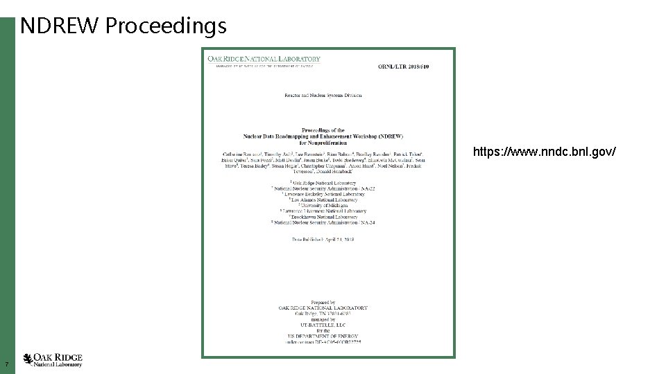 Workshops On Nuclear Data Catherine Romano ORNL Lee