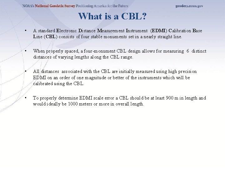 NGS Electronic Distance Measurement Instrument Calibration Base Line