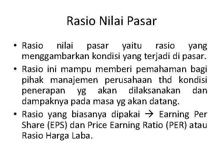 Analisis Rasio Kinerja Operasi Pemanfaatan Aset Ukuran Pasar
