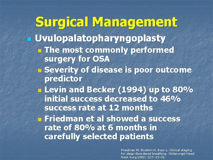 Surgical Management of Obstructive Sleep Apnea Marilene B