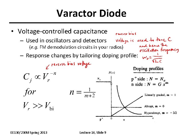 Lecture 14 OUTLINE pn Junction Diodes contd Transient