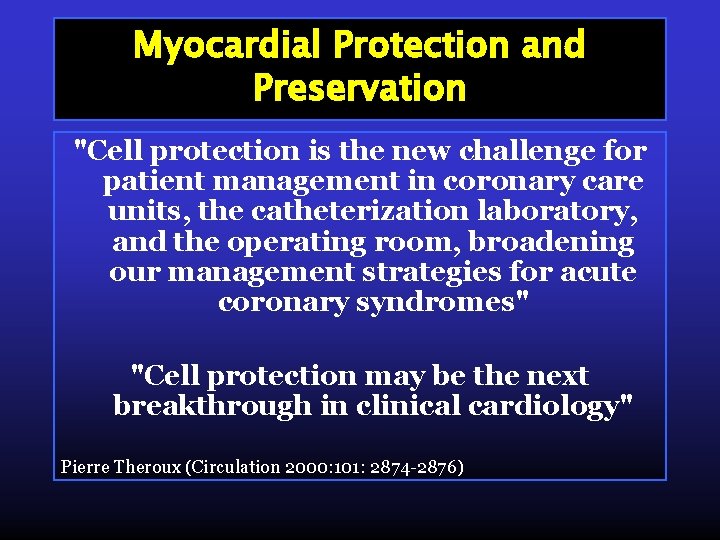 Cooling in MI Myocardial Protection and Preservation Cell