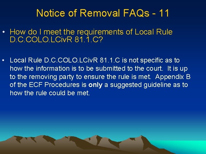 Notice of Removal Filings U S District Court