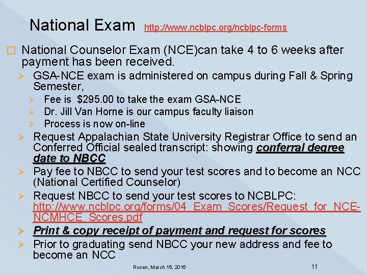 North Carolina Licensure for Professional Counselor Christina Rosen