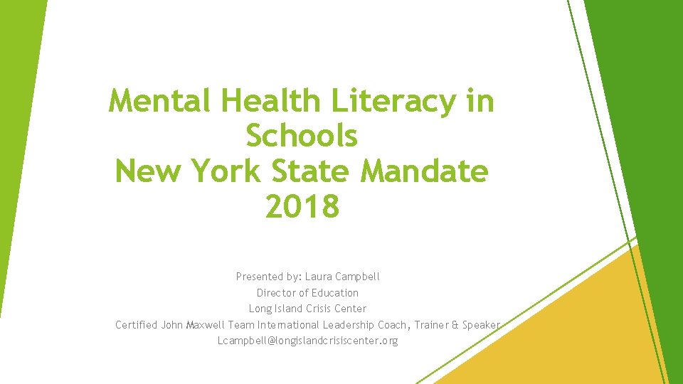 Mental Health Literacy in Schools New York State