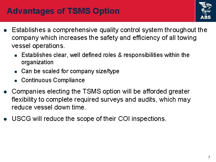 46 CFR Subchapter M Compliance Options TSMS Process