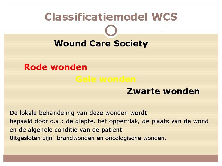 Wondverzorging Wondverzorging Doelen kennislijn Beschrijven van hoe een