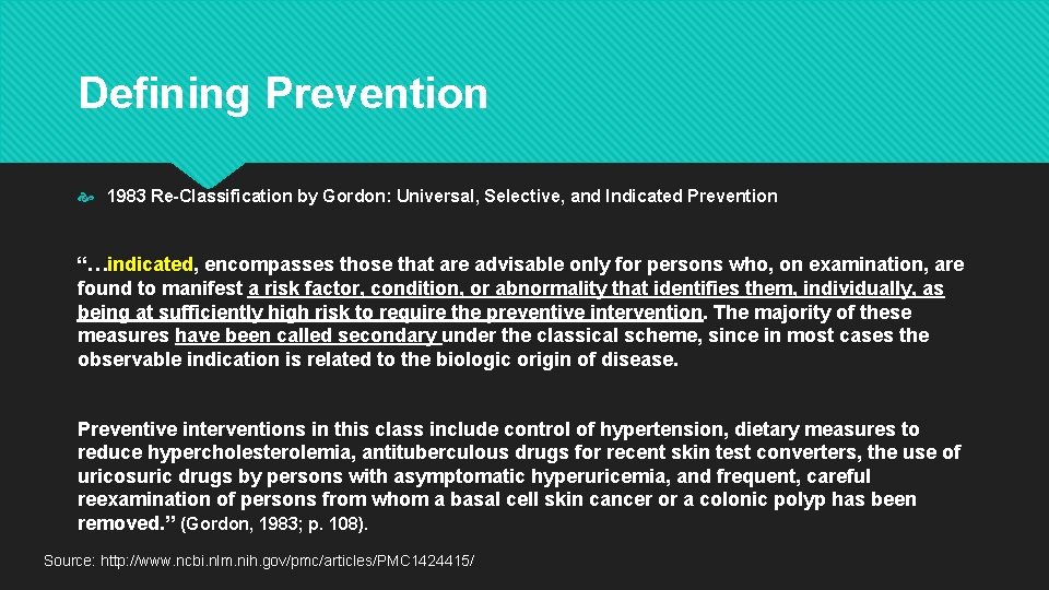 The Scope of Prevention PSY 372 Developmental Psychology