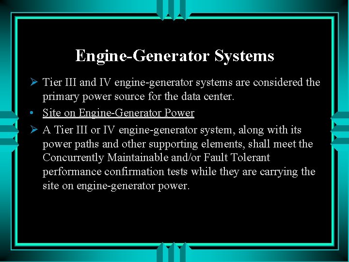 Data Center Site Infrastructure Tier Standard Topology Dr