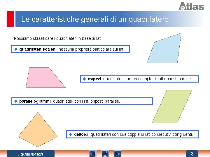 Le caratteristiche generali di un quadrilatero Nel quadrilatero