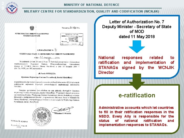 MINISTRY OF NATIONAL DEFENCE MILITARY CENTRE FOR STANDARDIZATION