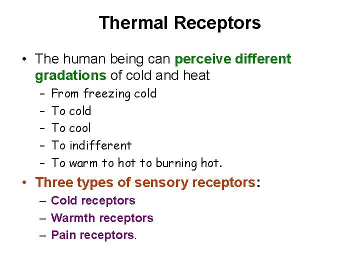 THERMAL SENSATIONS Dr Ghulam Mustafa Learning Objectives Thermal