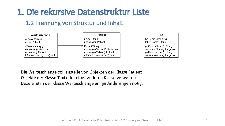 1 Die rekursive Datenstruktur Liste 1 2 Trennung