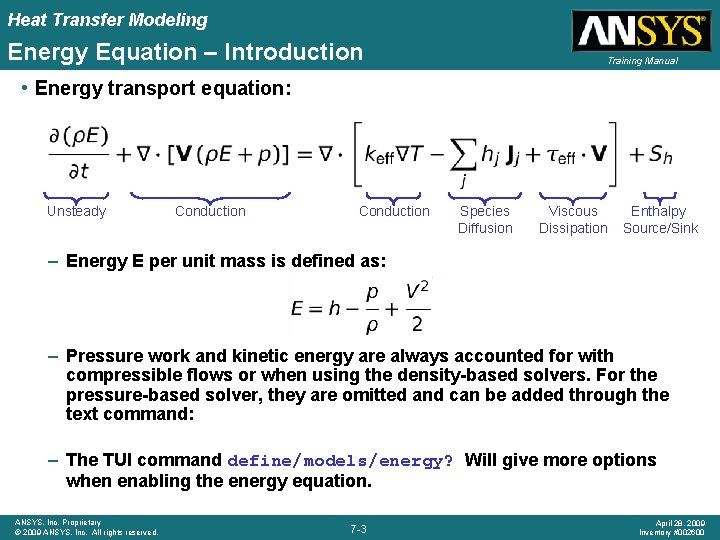 Chapter 7 Heat Transfer Modeling Introductory FLUENT Training