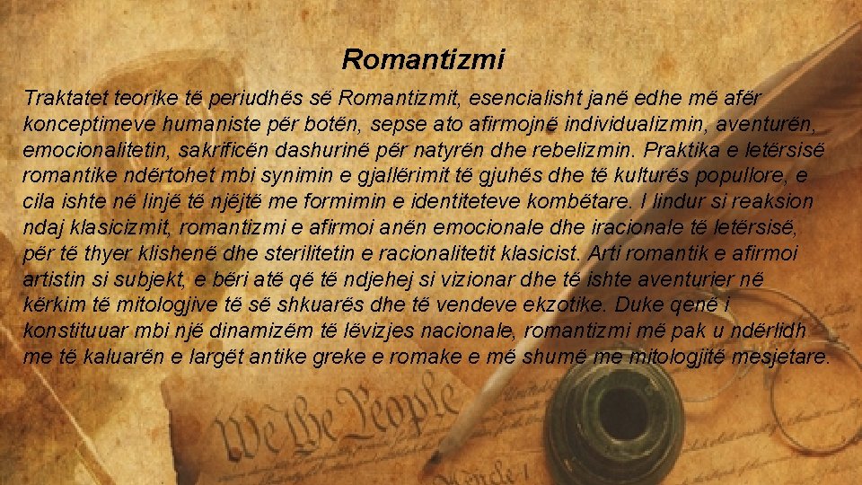 PROJEKT Tema Romantizmi Iluminizmi Liberali zmi Klasa XB