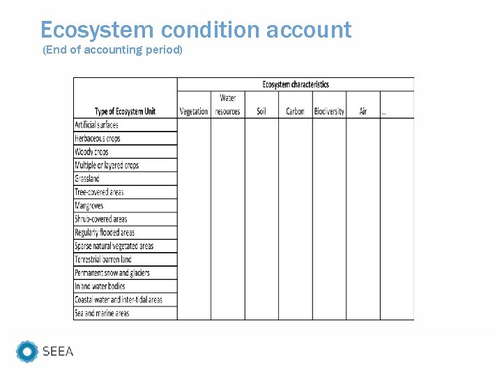 Overview of the SEEA Experimental Ecosystem Accounting Bram