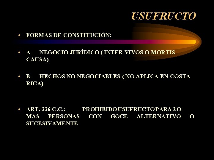 USUFRUCTO USO Y HABITACIN PRESENTACIN PARA EL CURSO