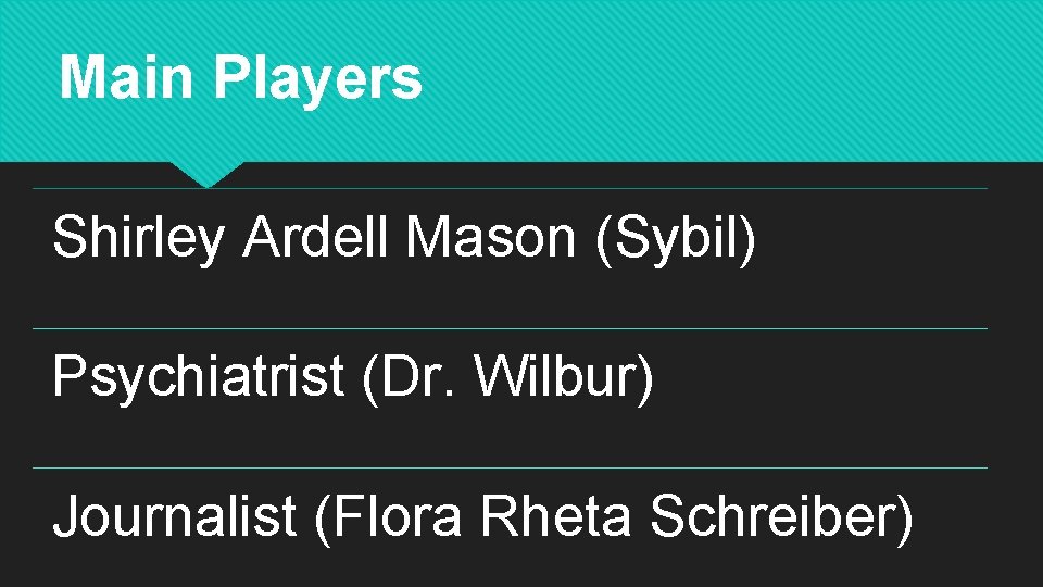 Sybil Sydney Hahlbeck Main Players Shirley Ardell Mason