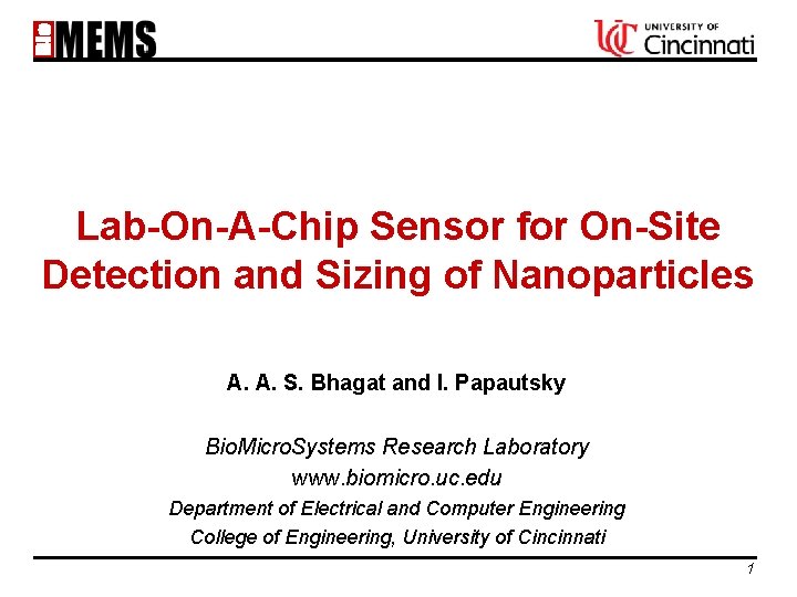 LabOnAChip Sensor for OnSite Detection and Sizing of