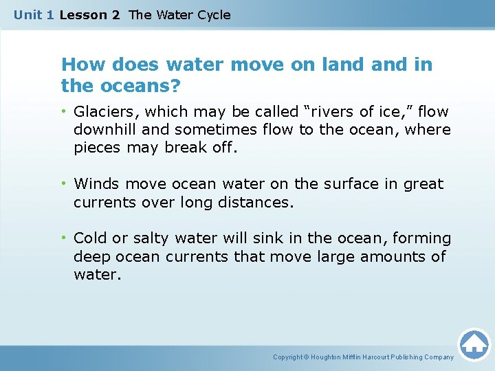 Unit 1 Lesson 2 The Water Cycle Copyright