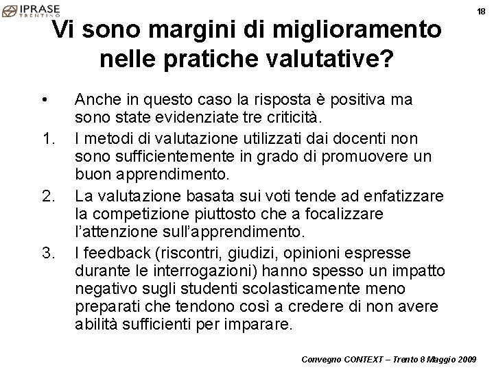 Valutare per apprendere Quadro di riferimento OCSEPISA curricolo