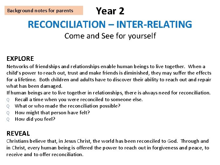 Year 2 Reconciliation topic Rules Year 2 RECONCILIATION