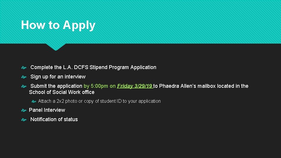L A DCFS Stipend Program Phaedra Allen MSW