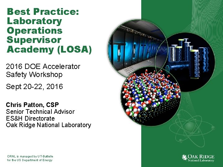 Best Practice Laboratory Operations Supervisor Academy LOSA 2016