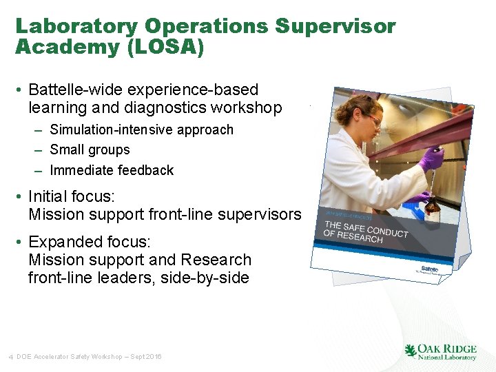 Best Practice Laboratory Operations Supervisor Academy LOSA 2016