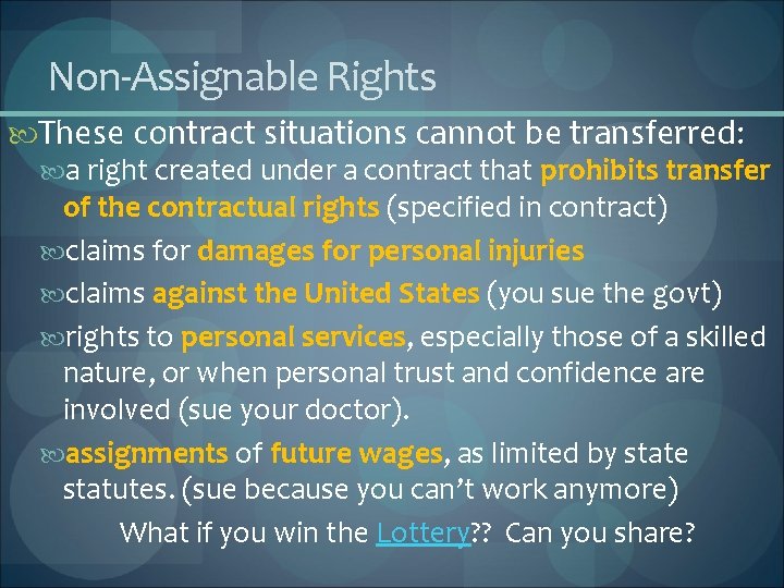 CONTRACTUAL OBLIGATIONS AND THEIR ENFORCEMENT Chapter 11 TRANSFER