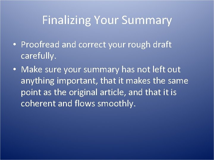 Writing A Summary Definition Of A Summary A