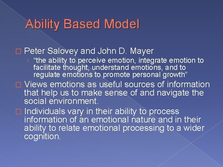 Emotional Intelligence Katie Brown OVERVIEW Definition of Emotional