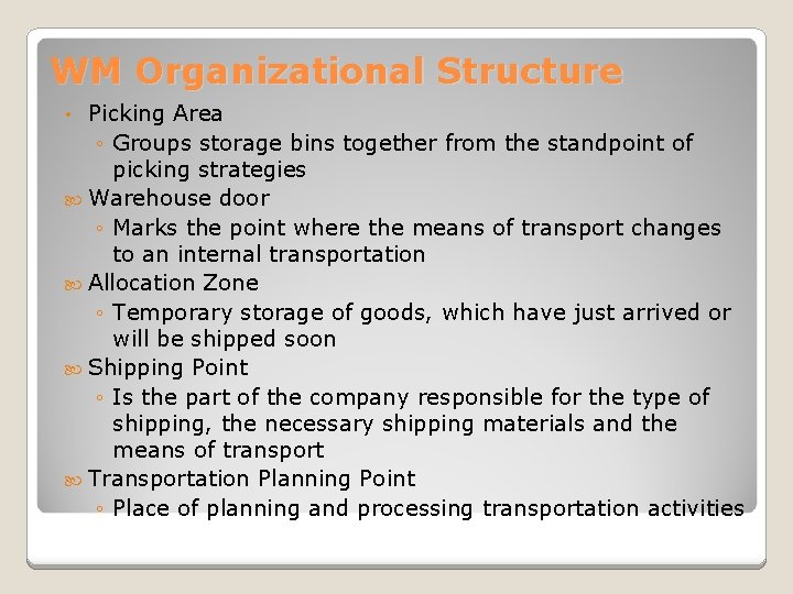 Warehouse Management Part 1 EGN 5622 Enterprise Systems