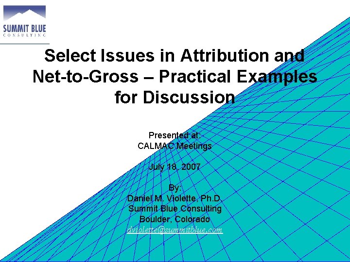 Select Issues in Attribution and NettoGross Practical Examples
