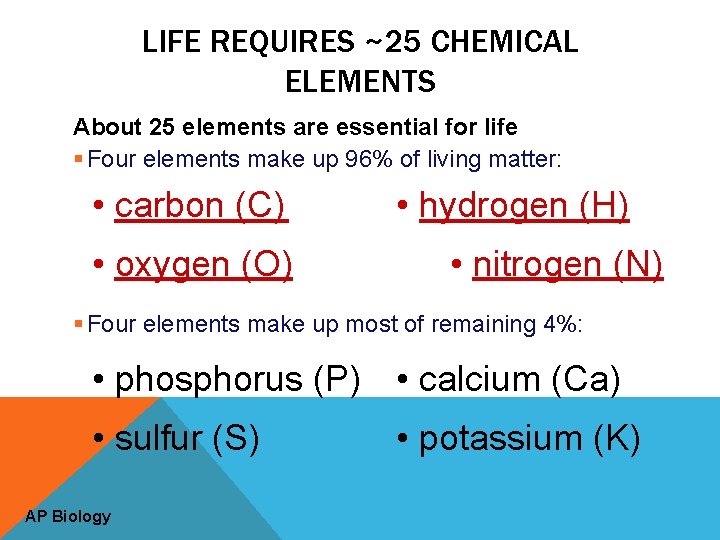 CHAPTERS 2 3 THE CHEMISTRY OF LIFE 08