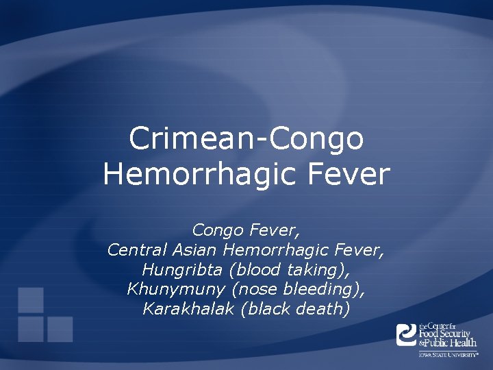 CrimeanCongo Hemorrhagic Fever Congo Fever Central Asian Hemorrhagic